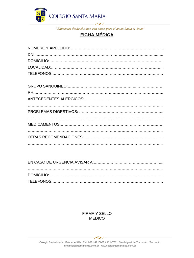 Ficha Medica | PDF