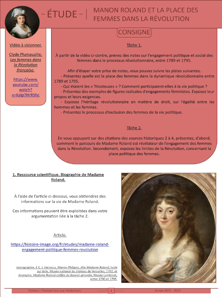 La Révolution Française Et L'europe - Activité 2. Manon Roland Et La ...