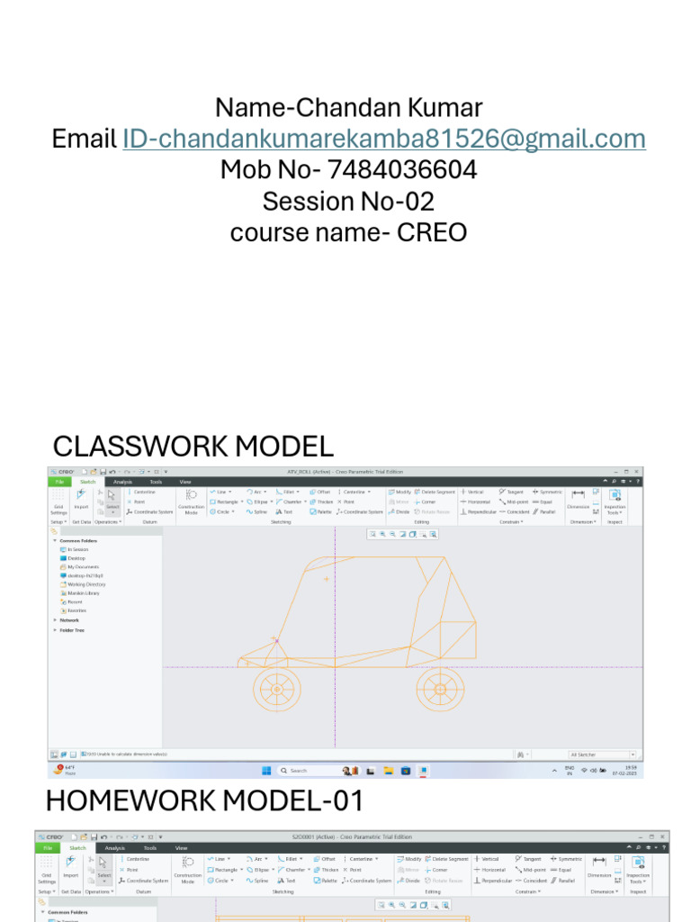 Chandan Kumar - Session - 02 - CREO - CAD CAE Intern | PDF