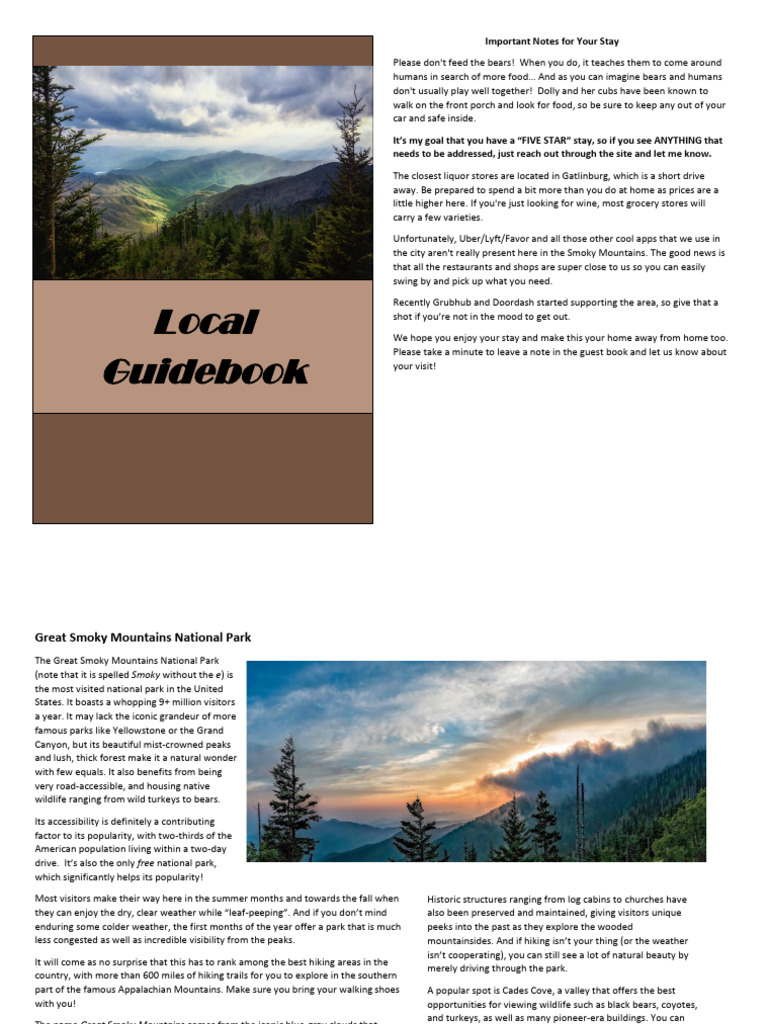 Local Area Guide Book | PDF | Gatlinburg, Tennessee