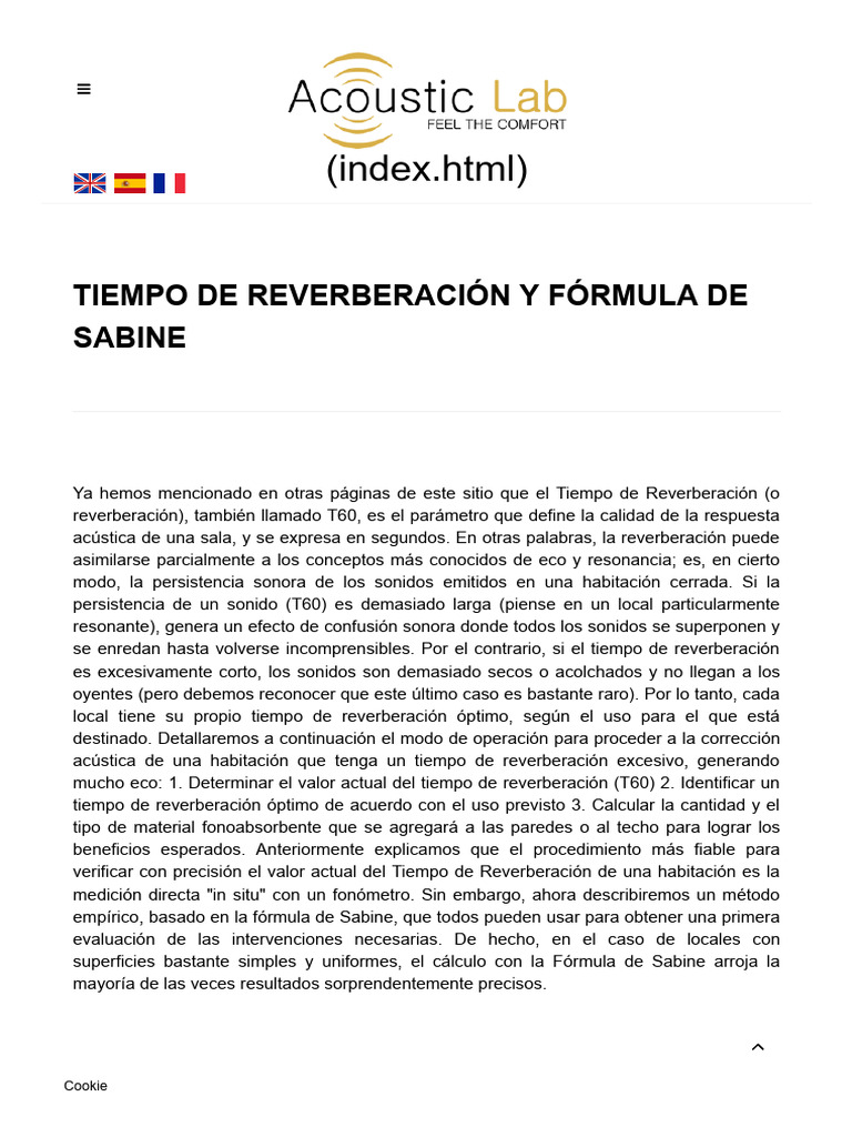 Tiempo de Reverberación y Fórmula de Sabine | PDF | Mecanica clasica ...