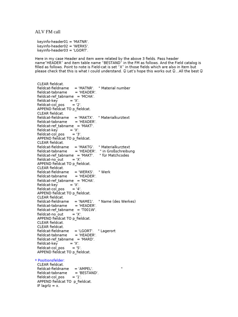 ALV HierarchyFM Call | PDF