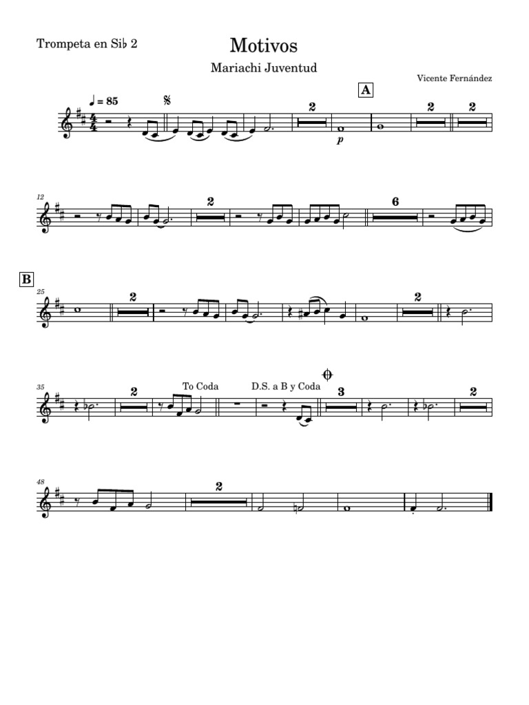 Mariachi Sheet Music: Trompeta en Si♭ | PDF