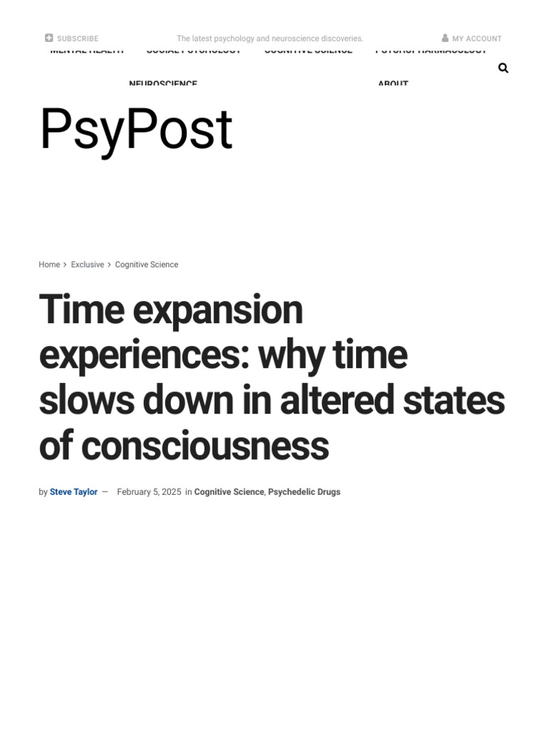 Time Expansion Experiences - Why Time Slows Down in Altered States of ...