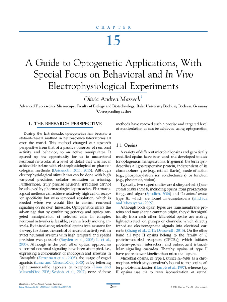 A Guide For Optogenetics | PDF | Biology | Neurochemistry