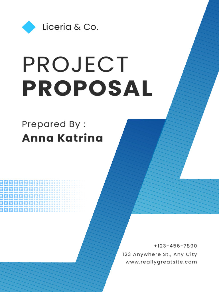 Blue and White Simple Modern Project Proposal Cover A4 Document | PDF