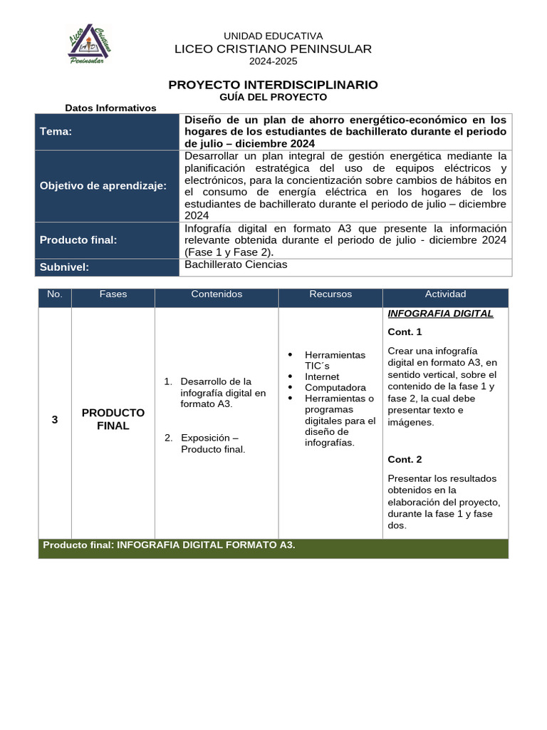 F3. Formato Proyecto Interdisciplinario - Bachillerato 10DIC2024 ...