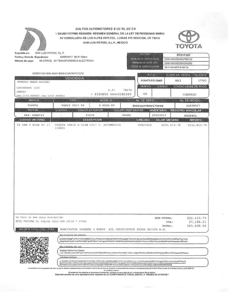 TOYOTA YARIS R 17 PLATA (FACTURA AGENCIA) Buena | PDF