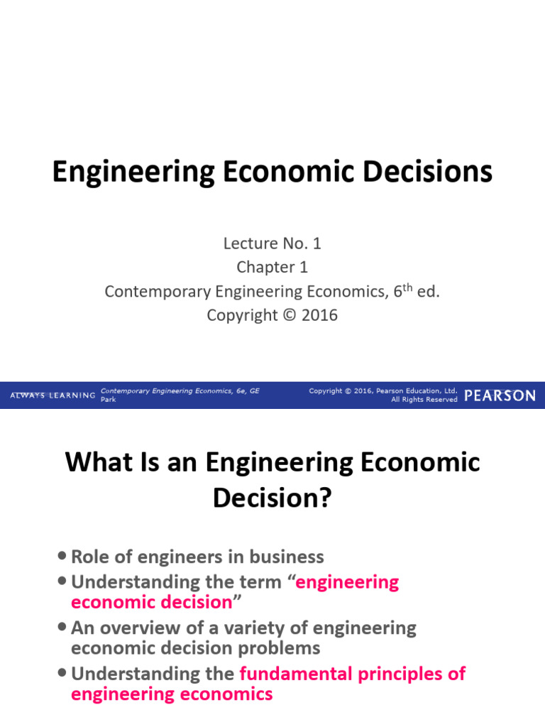 01 - Lecture No - Engineering Economic Decisions | PDF | Economics ...