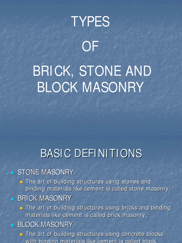 Masonry (Basic Define Ti On) | PDF | Masonry | Brick