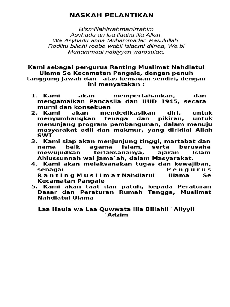 Naskah Pelantikan | PDF