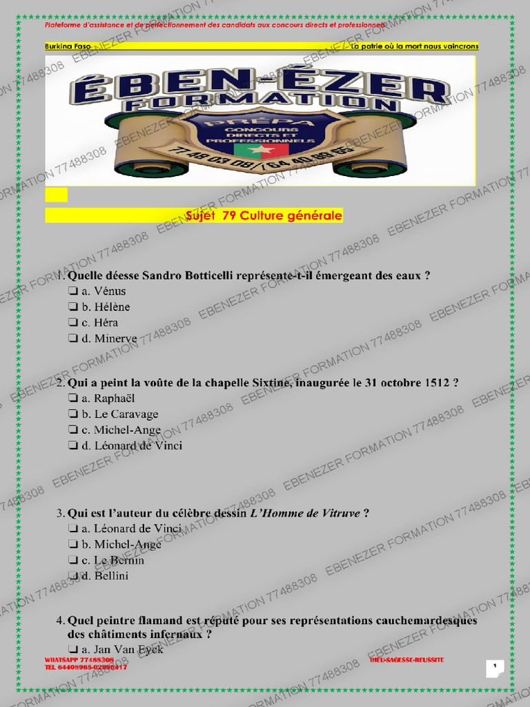 Ebenezer Formation Sujet 79 | PDF