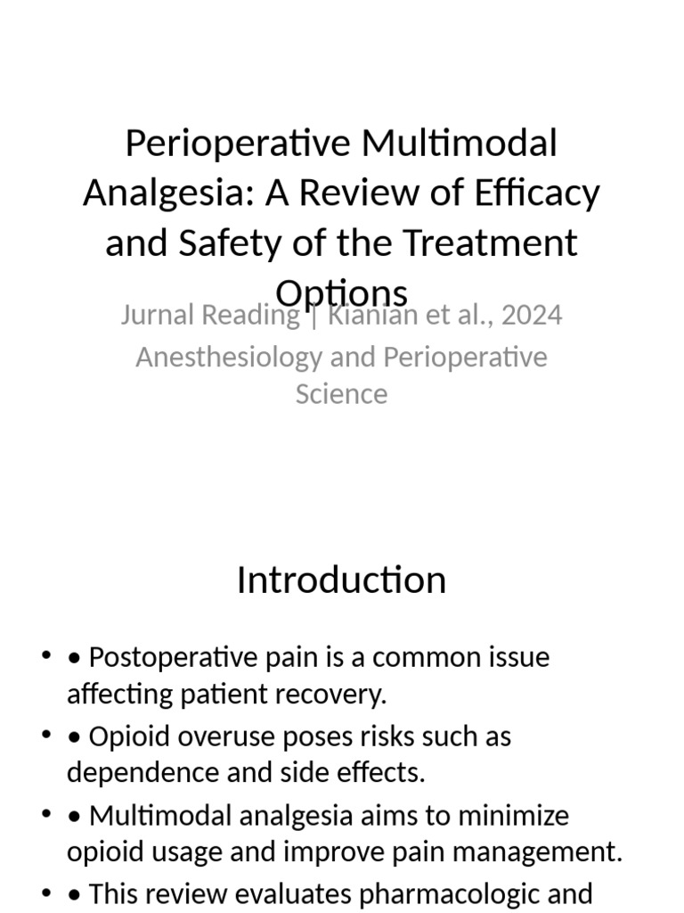 Multimodal Analgesia Presentation | PDF
