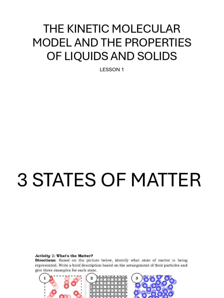 Kinetic Molecular Theory: States of Matter | PDF