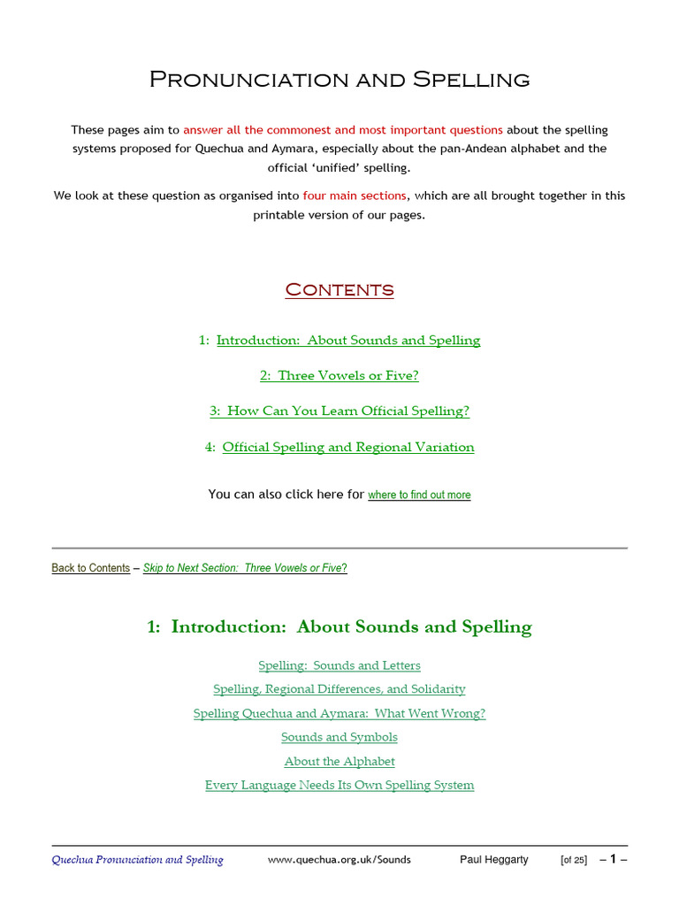 Quechua and Aymara Spelling Guide | PDF | Orthography | Spanish Language