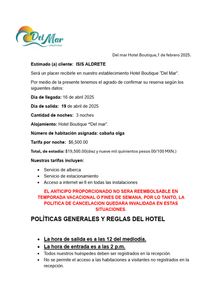 Isis Aldrete | PDF | Hotel | Tarjeta de débito