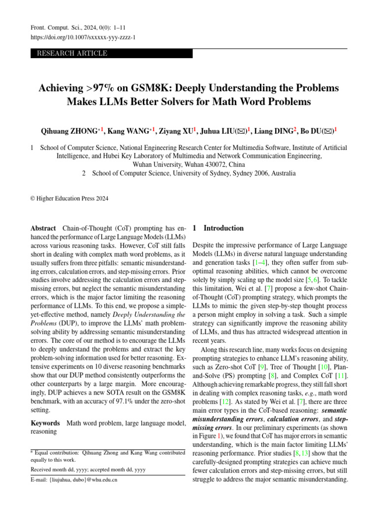 Achieving 97% On GSM8K Deeply Understanding The Problems Makes LLMs Better Solvers For Math Word ...