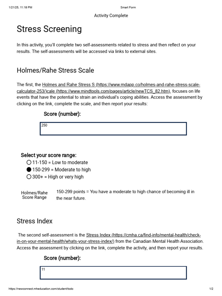 Stress Self-Assessment Activity Guide | PDF | Stress (Biology) | Risk