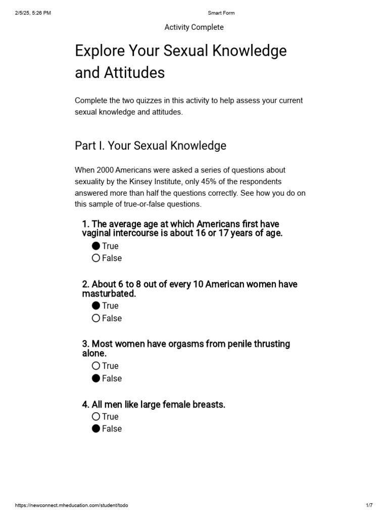 Assess Your Sexual Knowledge & Attitudes | PDF | Masturbation | Sexual ...
