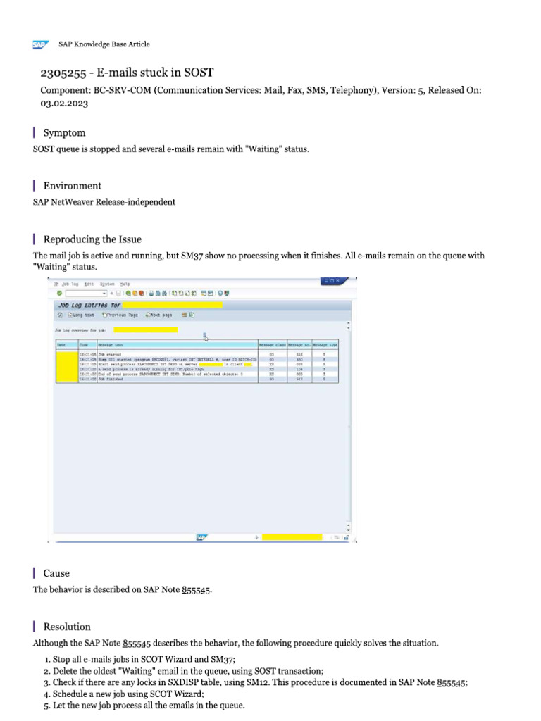 E-Mails Stuck in SOST | PDF