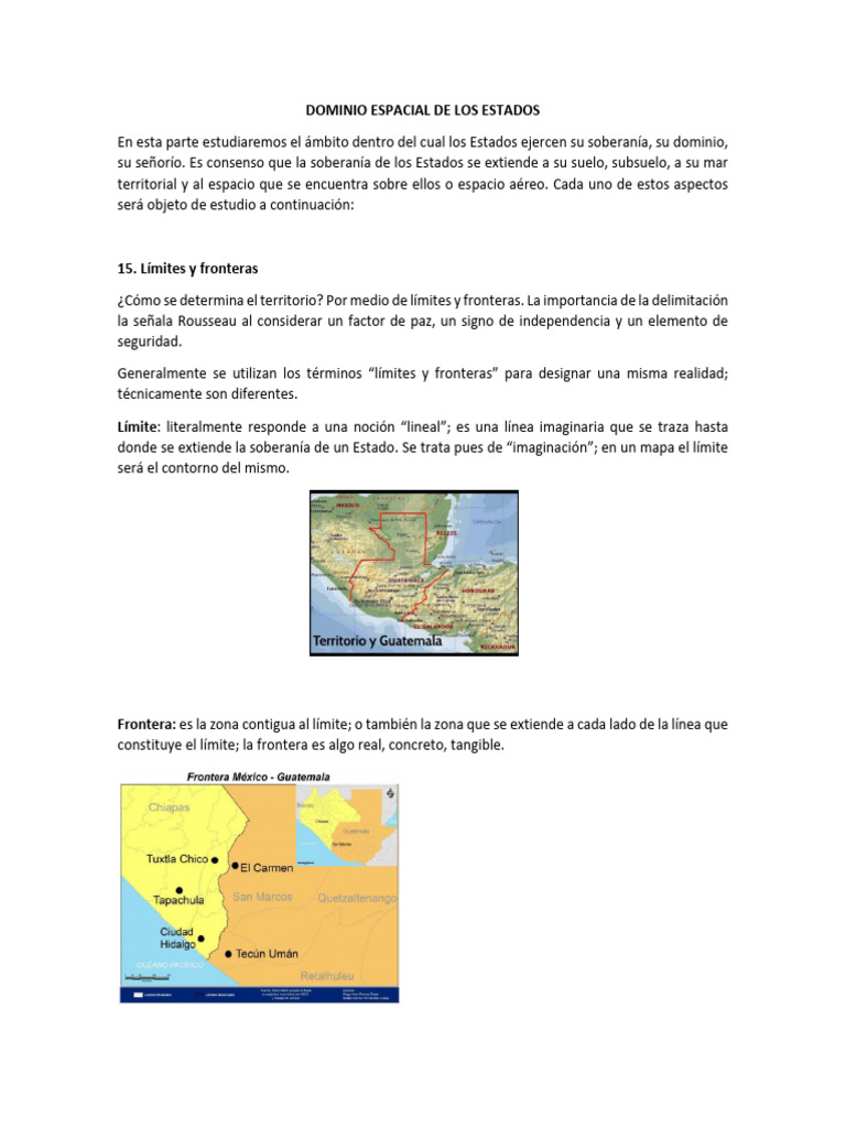 Dominio Espacial de Los Estados, Límites y Fronteras, Espacio Terrestre ...