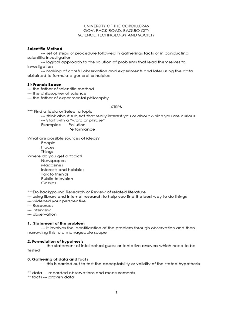 Lecture Note # 2 Scientific Method-1 | PDF | Experiment | Scientific Method