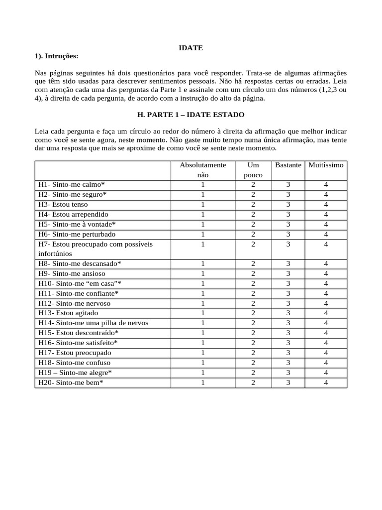 Arquivo Escala IDATE | PDF