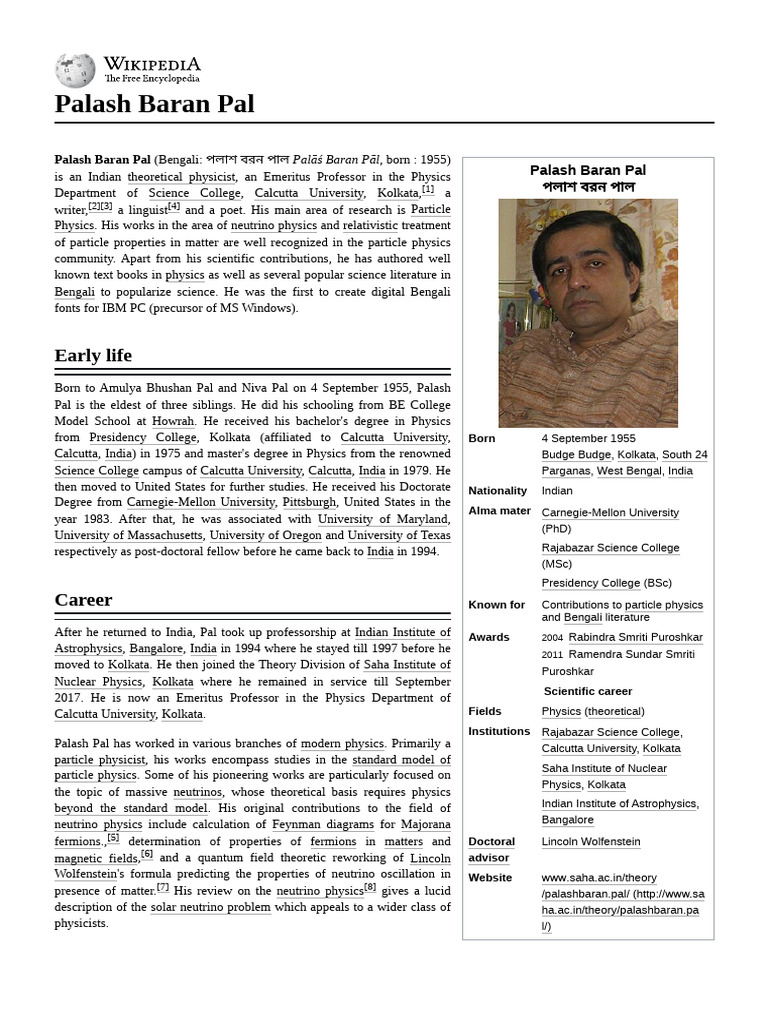 Palash_Baran_Pal | PDF | Theoretical Physics | Physics