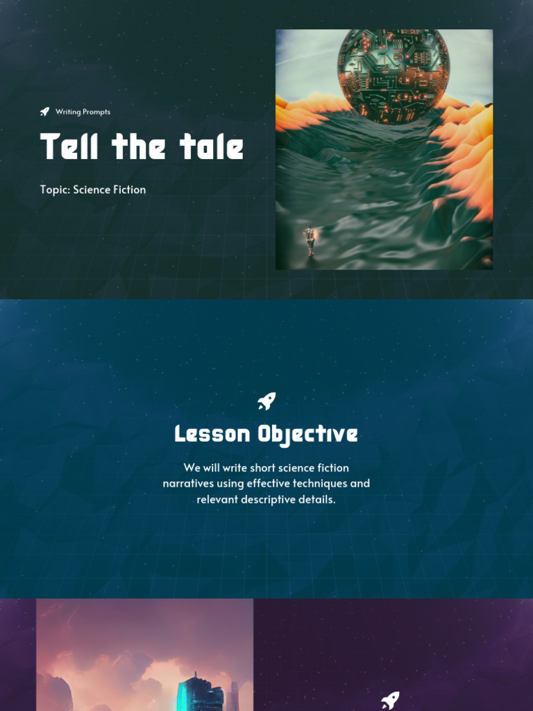 Colorful Futuristic Science Fiction Writing Prompts Presentation | PDF