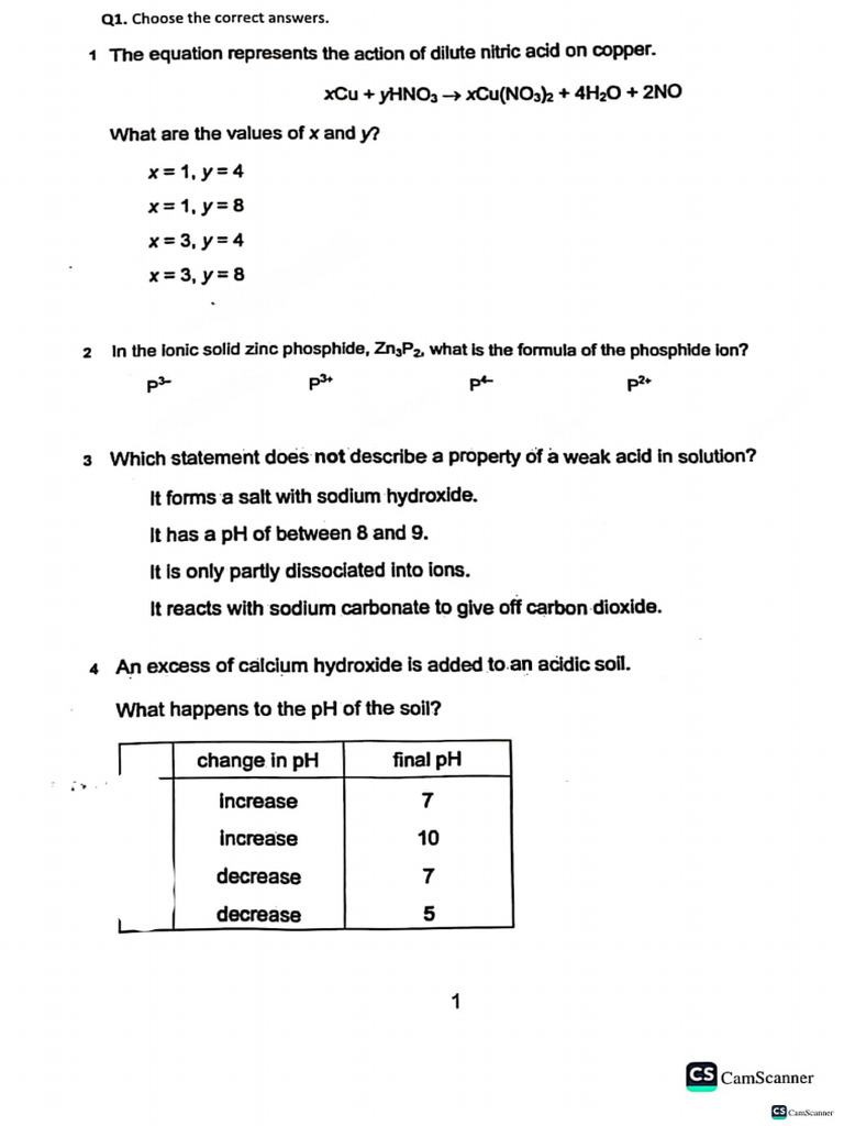 Y9 Chemistry Test 4 Unsolved | PDF
