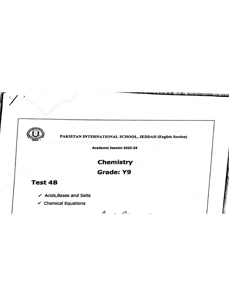 Chemistry Y9 Test3 2024 | PDF