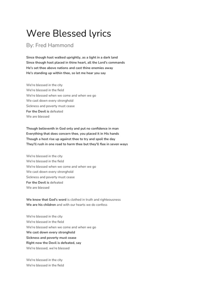 We're Blessed: Fred Hammond Lyrics | PDF | Religious Belief And Doctrine