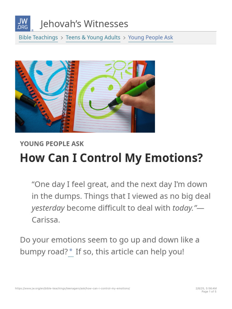 How Can I Control My Emotions? - Young People Ask | PDF | Mental Health ...