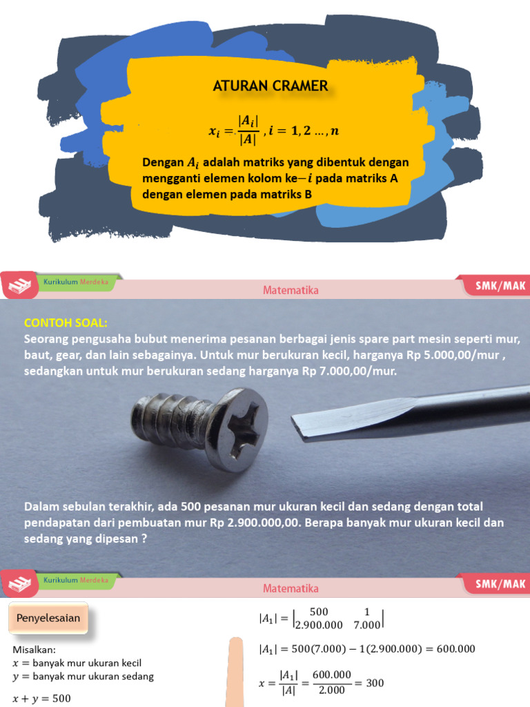 Aturan Cramer dalam Penyelesaian Matrik | PDF