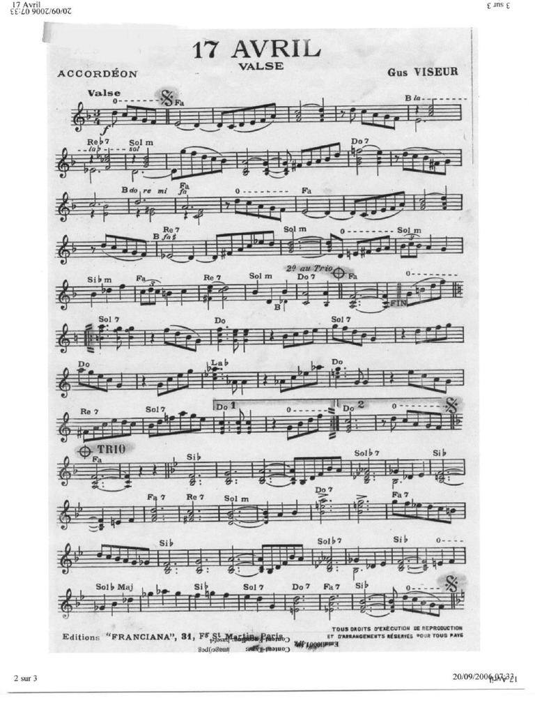 Gus Viseur 17 Avril Valse | PDF