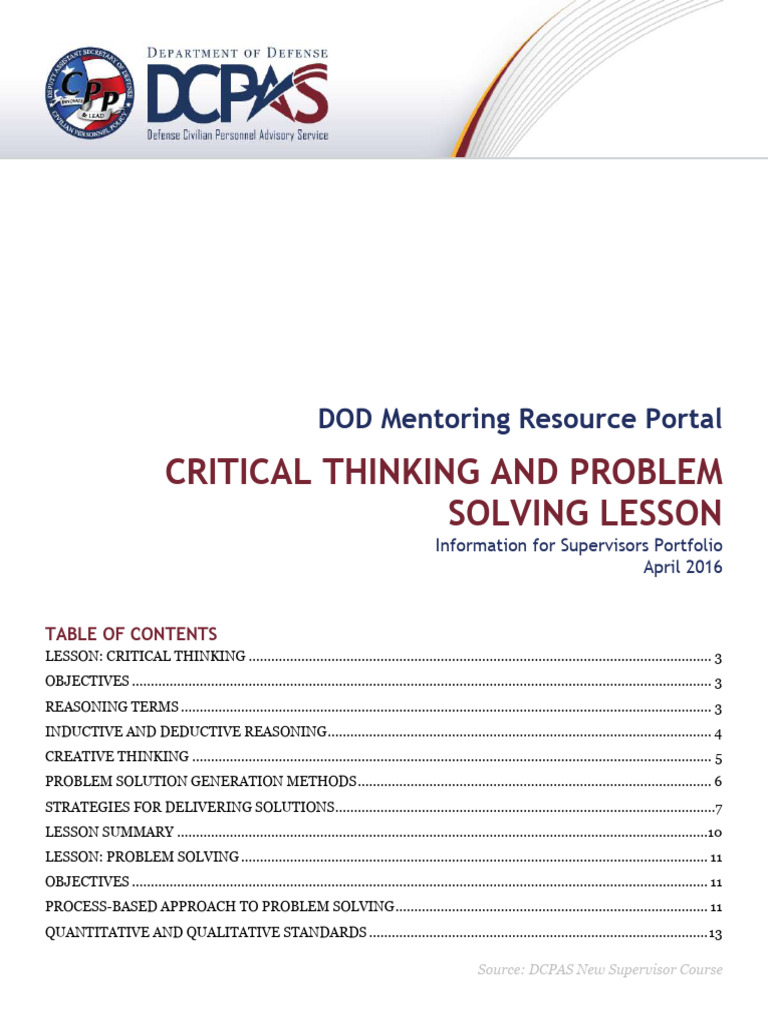 Critical Thinking & Problem Solving Guide | PDF | Nonverbal ...