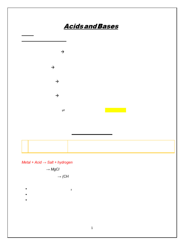Acids and Bases: Reactions Explained | PDF | Acid | Hydroxide