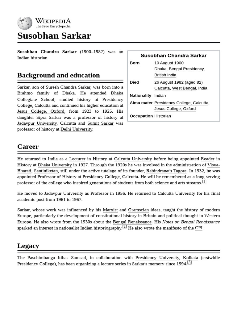 Susobhan_Sarkar | PDF | Bengal