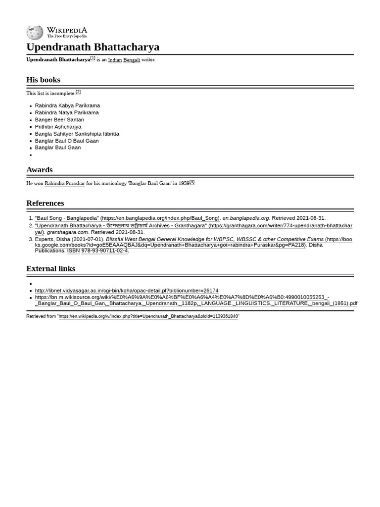 Upendranath Bhattacharya | PDF