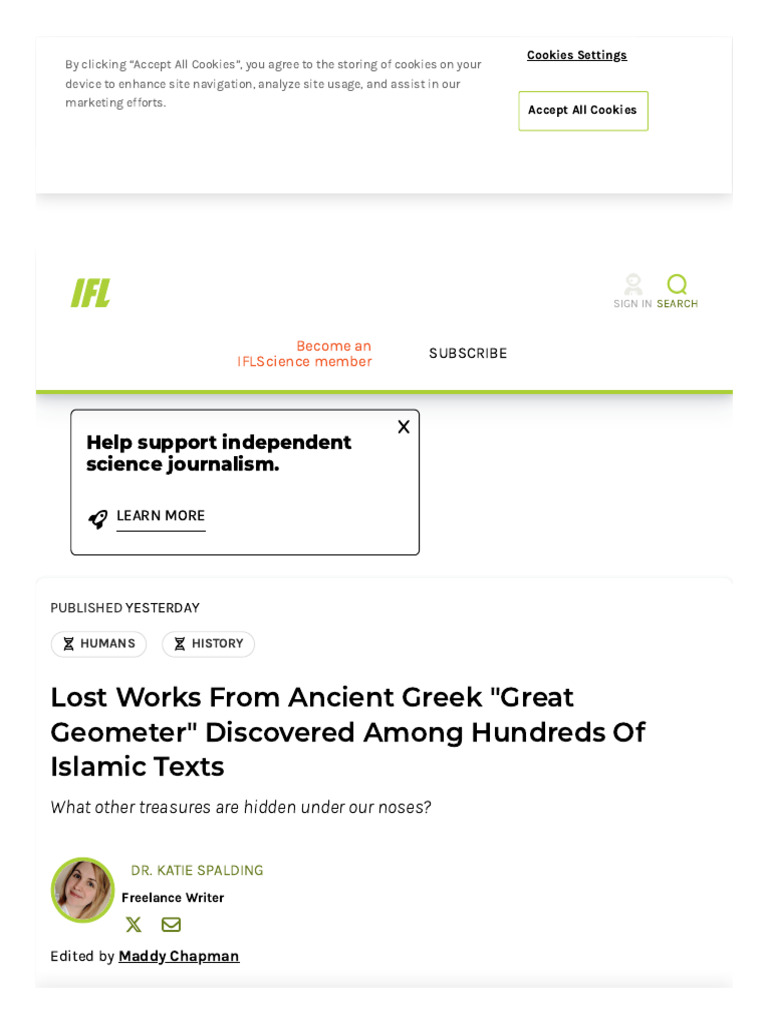 Lost Works From Ancient Greek - Great Geometer - Discovered Among ...