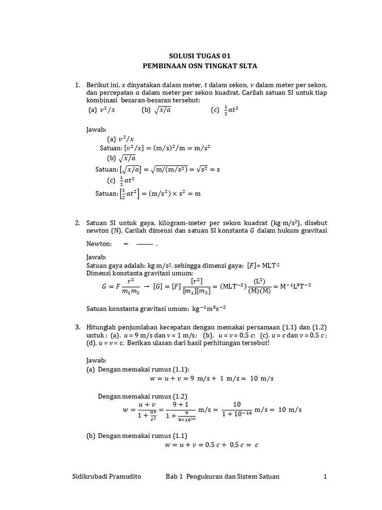 Solusi Tugas Fisika: Pengukuran dan Gaya | PDF