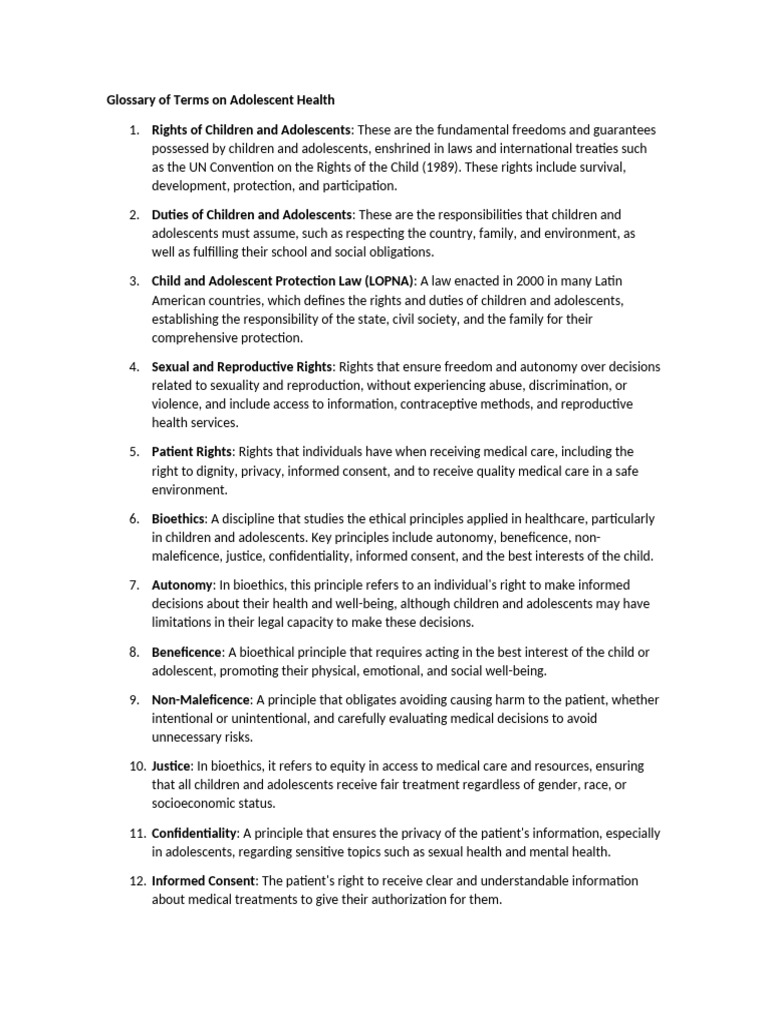 Glossary of Terms On Adolescent Health - 125816 | PDF | Adolescence ...