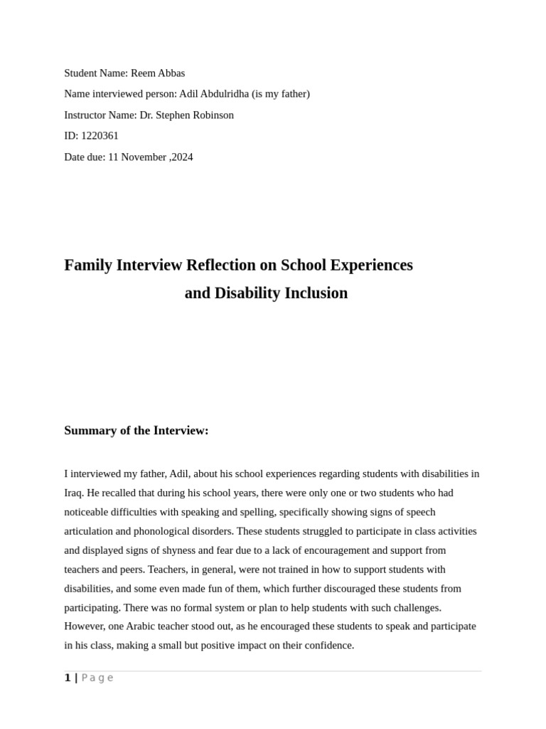 نسخة Family Interview Reflection⁩ | PDF | Attention Deficit Hyperactivity Disorder | Mental Disorder