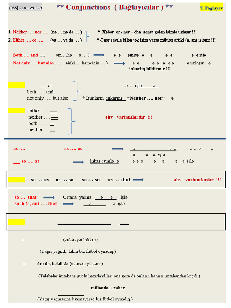 Conjunctions T.taghiyev | PDF