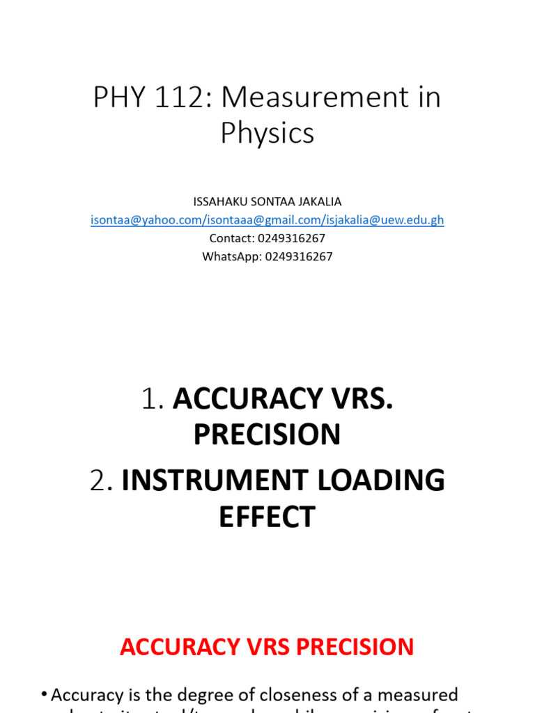 PHY 112 - Measurement in Physics - Instrument - 2023 | PDF | Accuracy And Precision | Voltage
