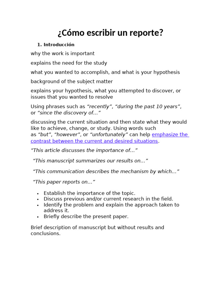 Cómo Escribir Un Reporte | PDF