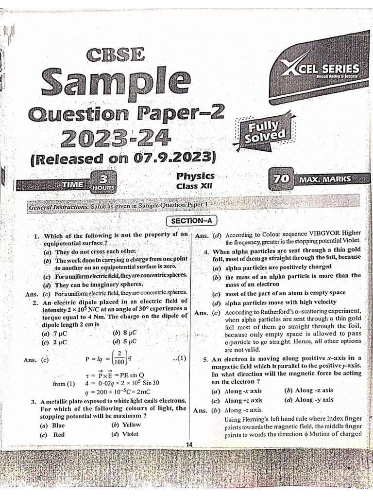 Physics Sample Paper | PDF