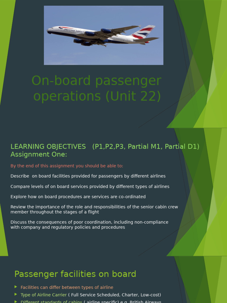 On-board Passenger Services Overview | PDF | Flight Attendant | Airlines