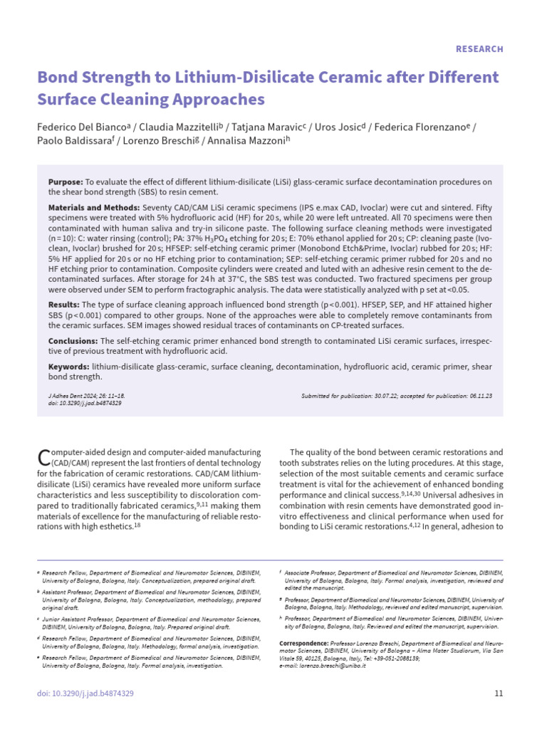 Bond Strength To Lithium-Disilicate Ceramic After Different Surface ...