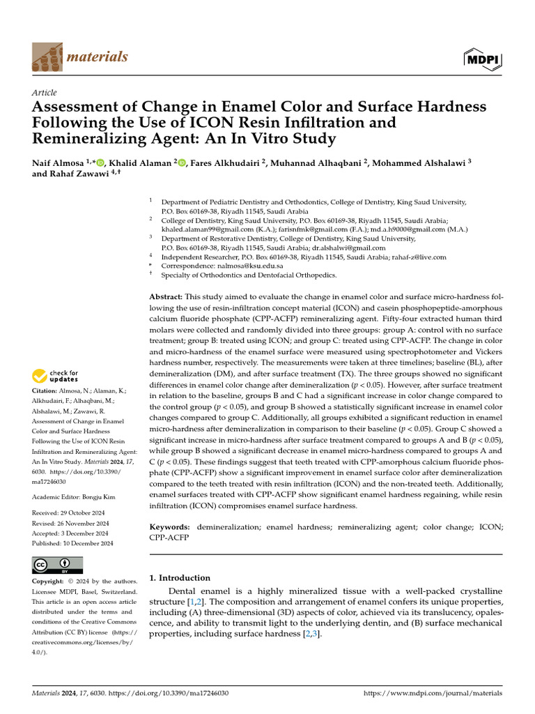 Assessment of Change in Enamel Color and Surface Hardness Following The ...